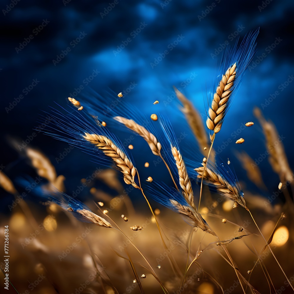 Ears of wheat and grains close up wheat ears with wheat field ...