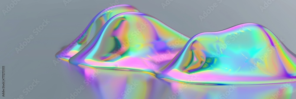 Vibrant iridescent liquid wave texture. This image showcases a fluid ...