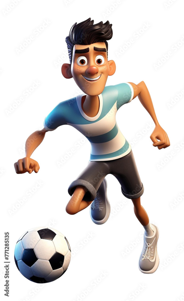 3d design of football player cartoon character isolated on transparent ...