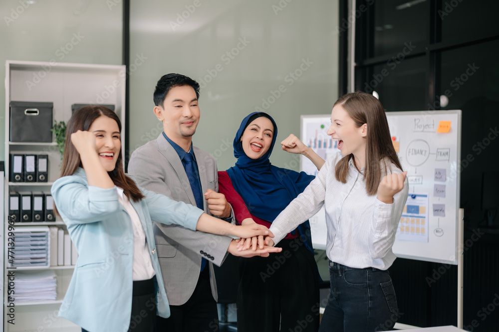 Business team hands of business people join together their hands ...