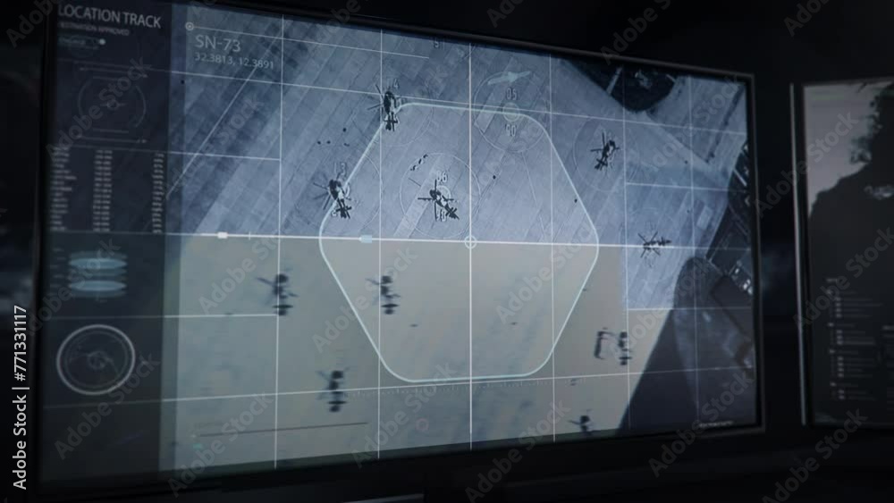 Army Innovation Radar With Map Of Helicopter Base Displayed On Computer ...