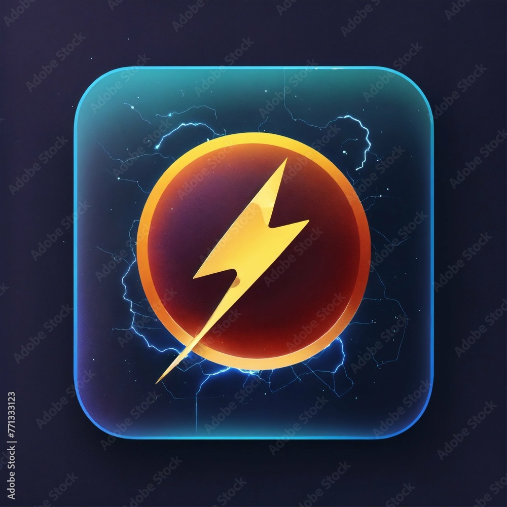 Modern app icon for Ethernet configuration, stylized lightning bolt ...