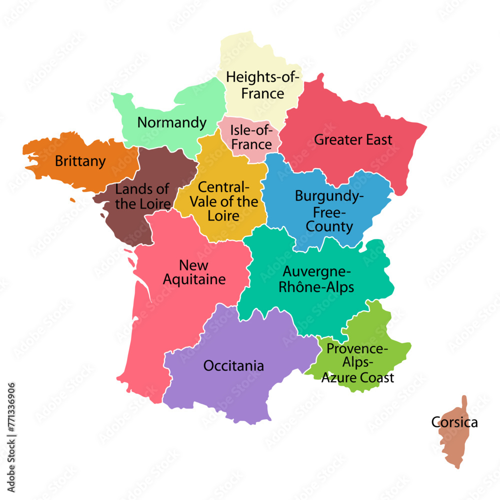 France regions map symbol shape, travel web flat concept icon symbol ...