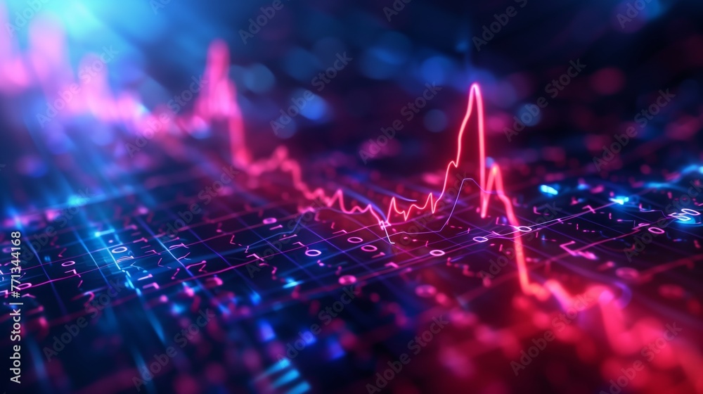 Digital Heart Rate Pulse with Futuristic Interface. Digital ...