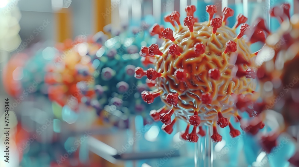 Viral Molecular Structure Model in Scientific Research Lab. Detailed ...