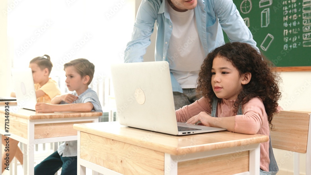 American girl learning about coding engineering prompt while diverse ...