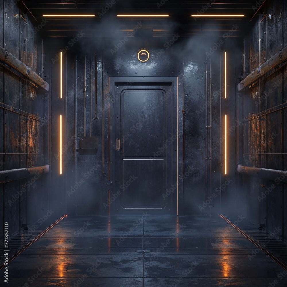 Soundstage door ajar, wide view, mystery for an inviting filmmaking ...