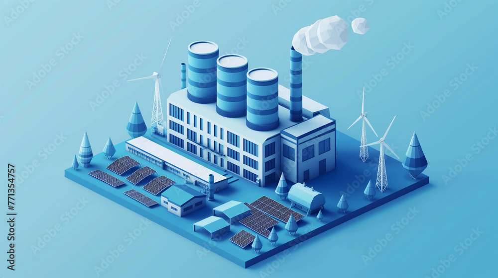 Isometric modern nuclear power plant or infographic element ...