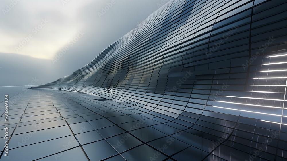 Bauhaus sound wave facade with cymatics vibrations, soft lighting ...