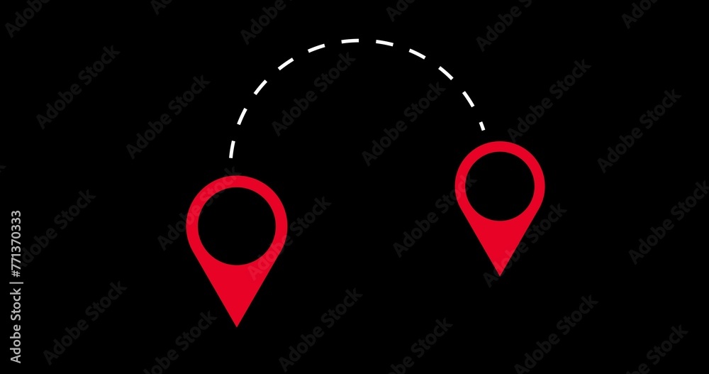 Location indicator on a black background. A map pointer appears. Sight ...