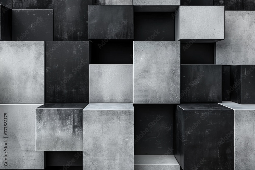 Contrasting black, white, and grey squares form a striking image ...