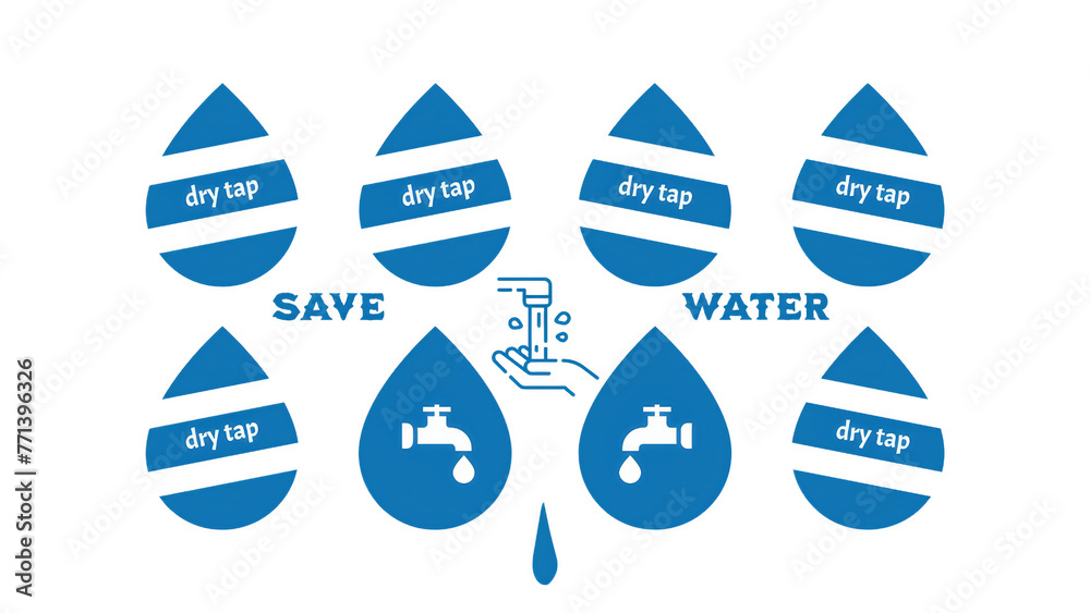 Water shortage infographic template. SAVE WATER text and water drop ...