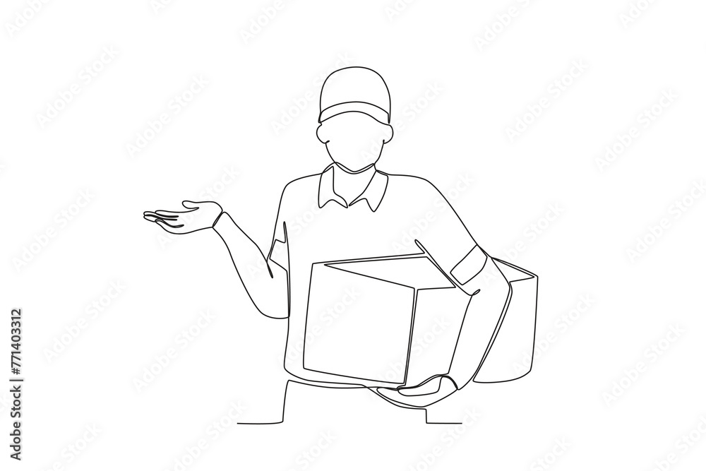 Single continuous line drawing of The courier is confused about the ...