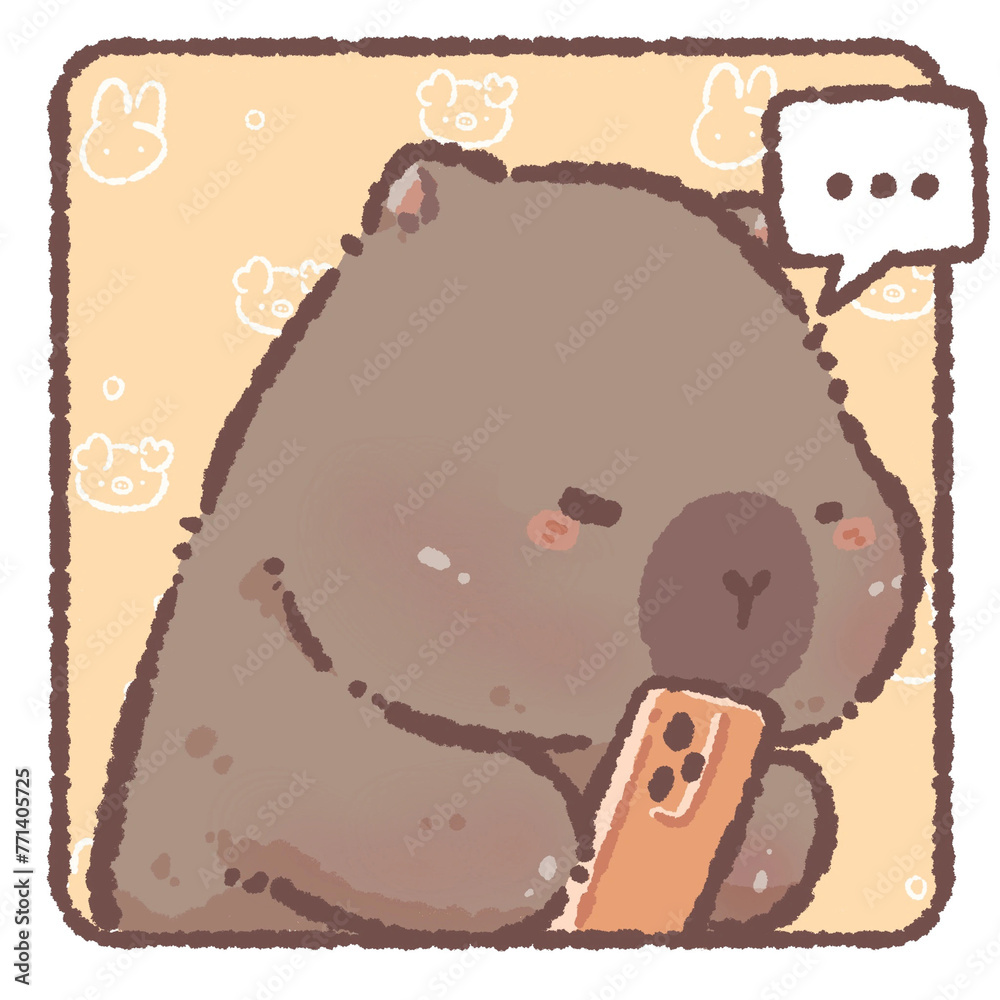 Cute Capybara Using Mobile Phone-[Cute png]-[4.99$/m]-[Download as much ...