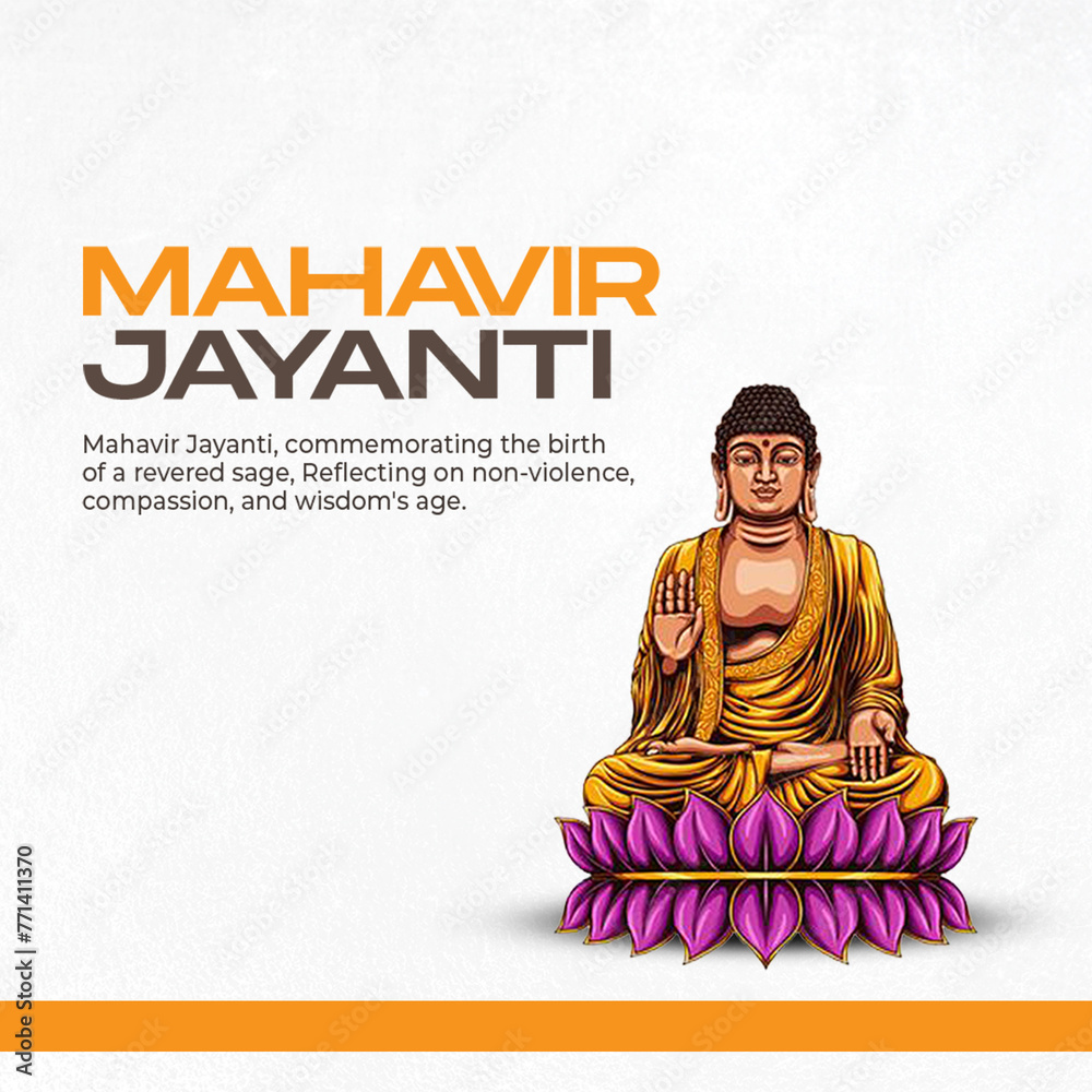 ภาพประกอบสต็อก Illustration of Lord Mahavir meditating, celebrating ...
