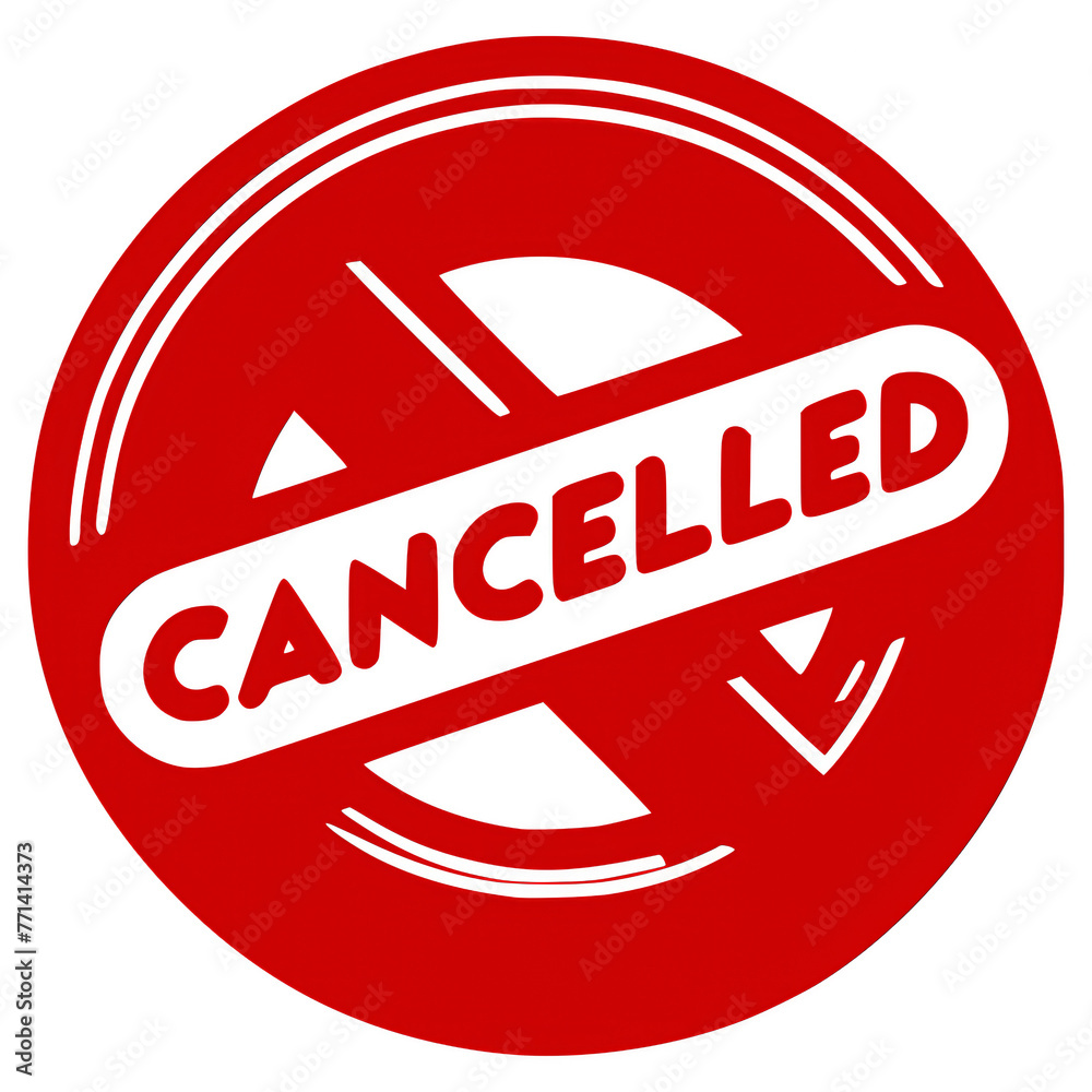 Red CANCELLED sign, isolated on transparent background, jpg. Red circle ...