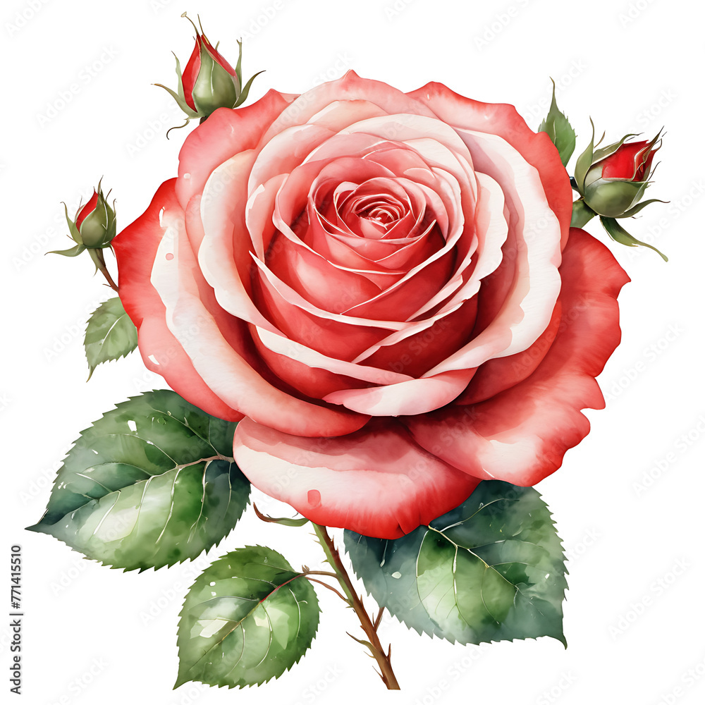 Watercolor Rose flower PNG image on a transparent background ...