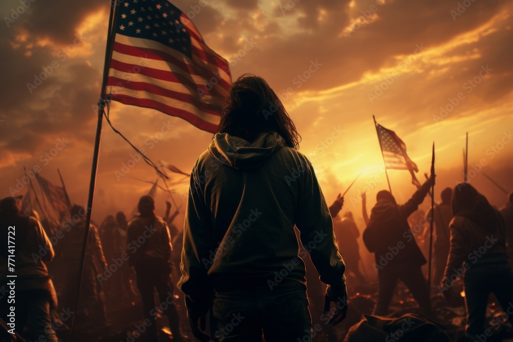 Foto de A powerful display of patriotism as a large group of people ...