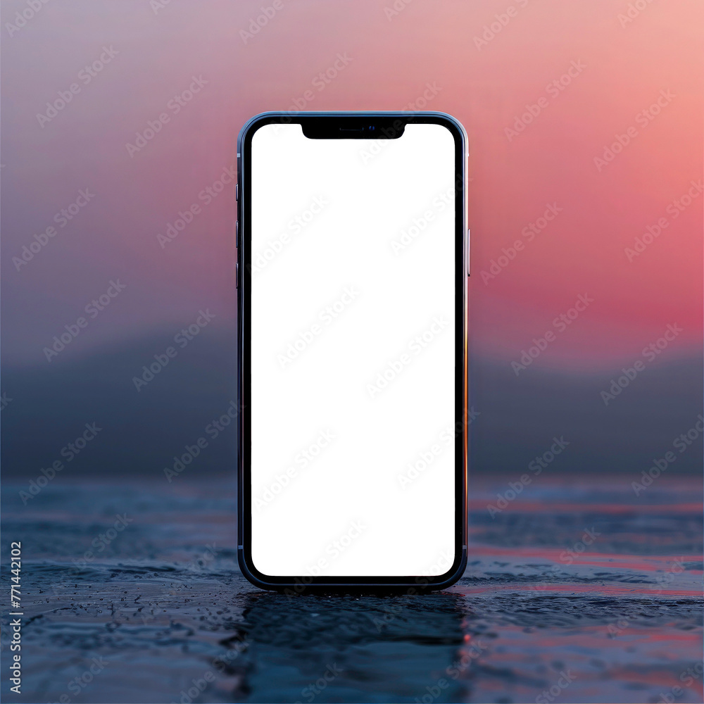 Smart phone screen mock up. A mockup of an iPhone with a blank screen ...