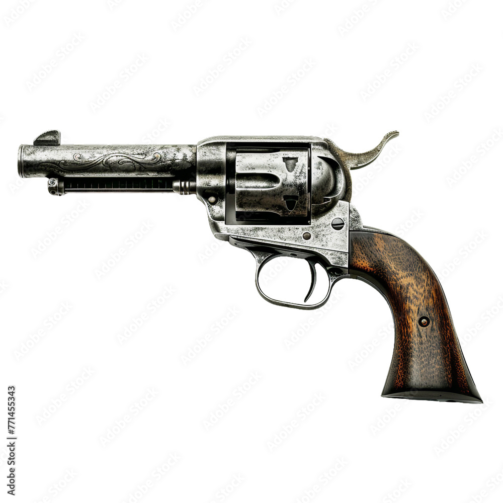 Western revolver, transparent background, isolated image, generative AI ...