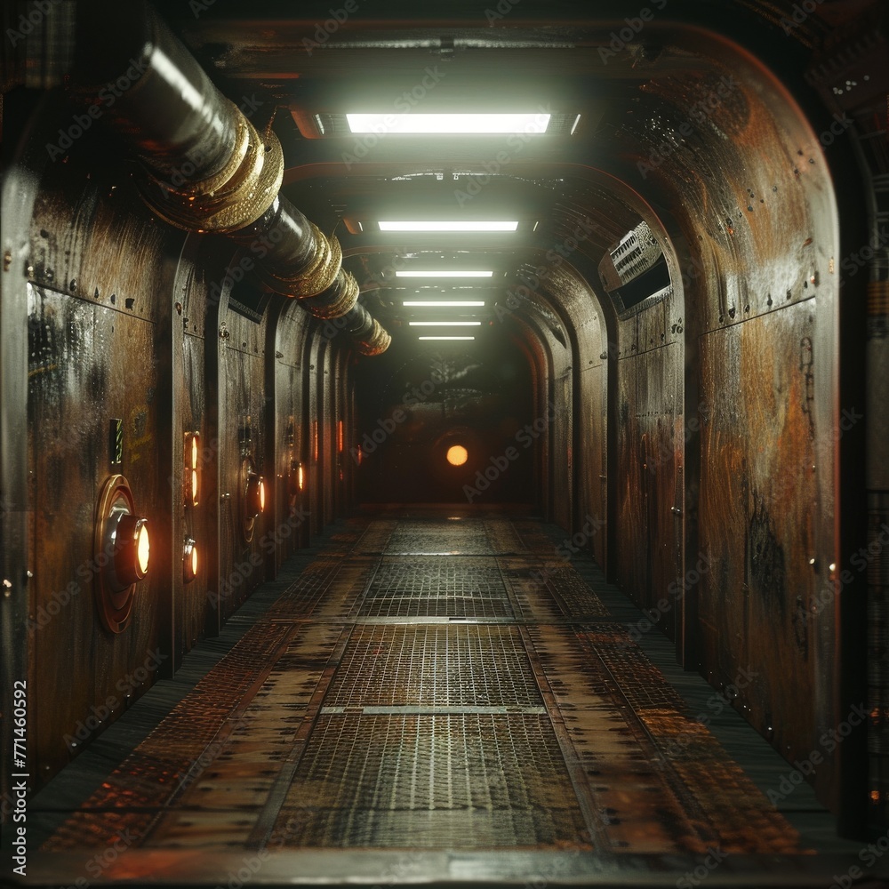 Underground bunker, metallic textures and cool lighting for a sci-fi ...