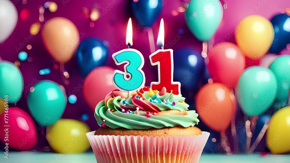 Vidéo Stock Timlapse with fast sequence of birthday cupcake. thirty-one ...