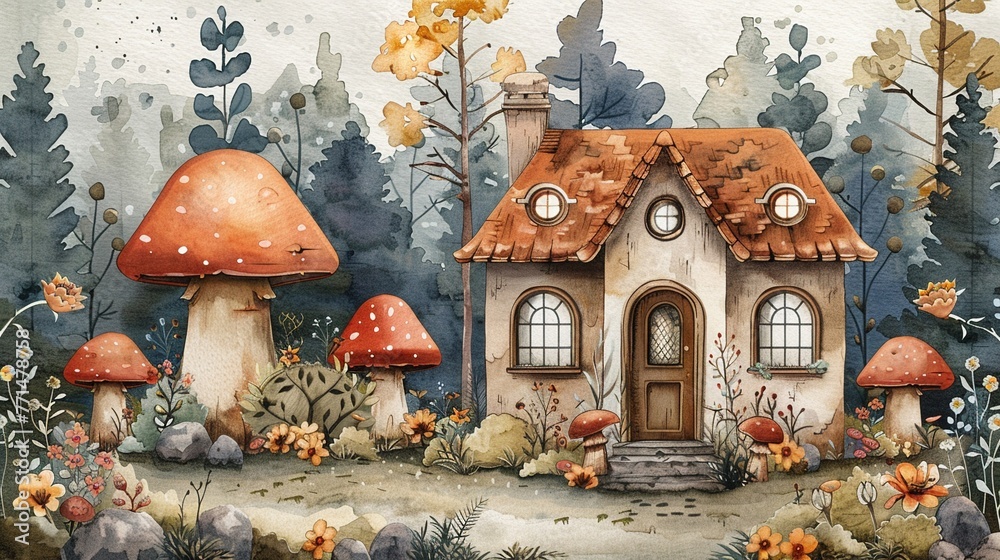 Goldilocks and children exploring the bears house, in colorful ...