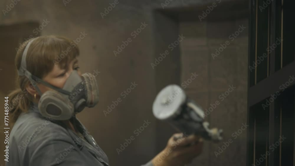 Artisan In Respiratory Protection Equipment Coloring Wood In Black ...