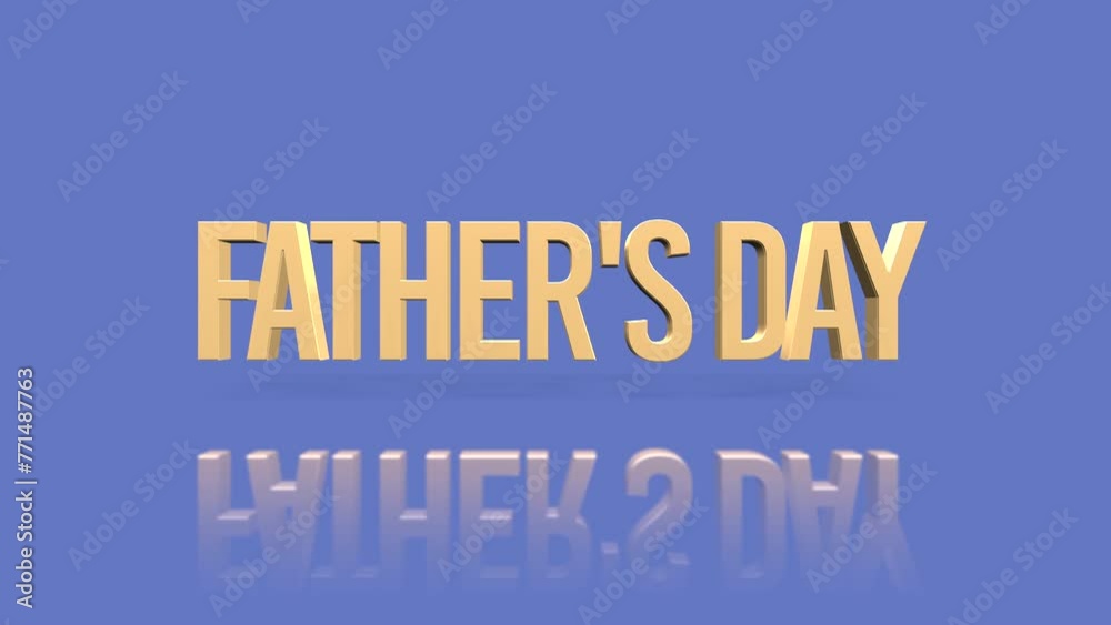 A gold-lettered Fathers Day on a blue backdrop. Stacked letters create ...