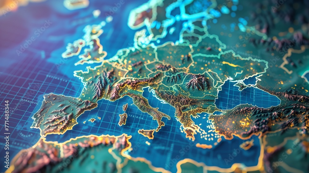 Digital europe map Stock Photo | Adobe Stock
