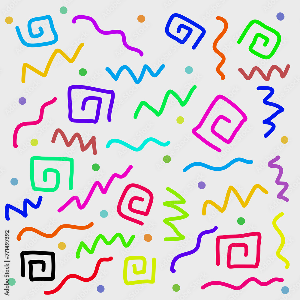 Cute doodles in various colors. Draw a rectangular shape that looks ...