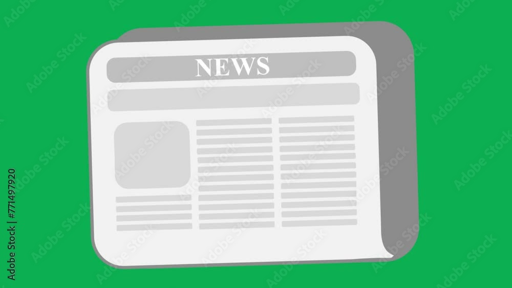 Animated illustration of a piece of newspaper on green screen animation ...