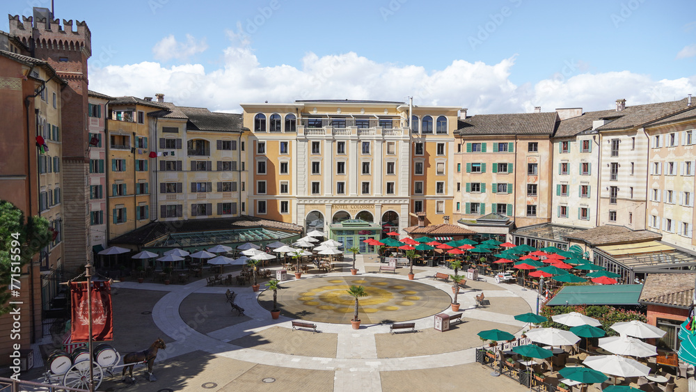 Rust, Germany-March 28.2024: View of the inner courtyard of the themed ...