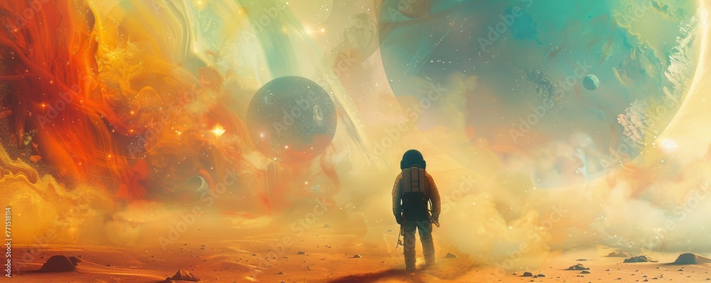 Otherworldly exploration depicted in abstract cosmic artwork Astronaut ...