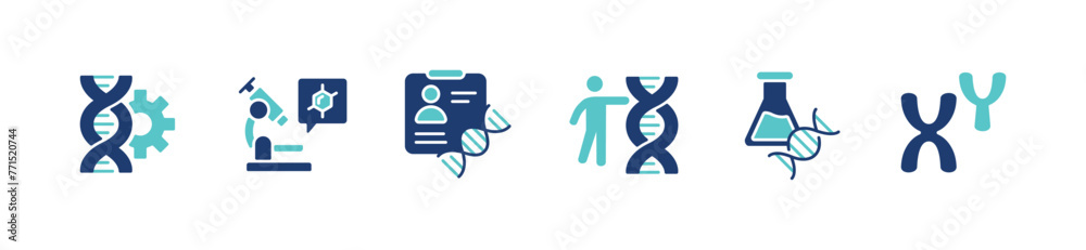 science dna genetic icon set biotechnology chromosome genome molecular ...