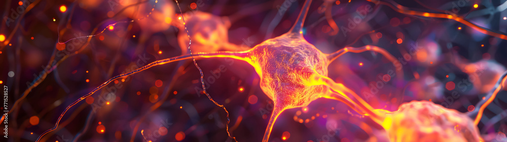 Vibrant neurons transmitting electrical impulses Luminescent neural ...