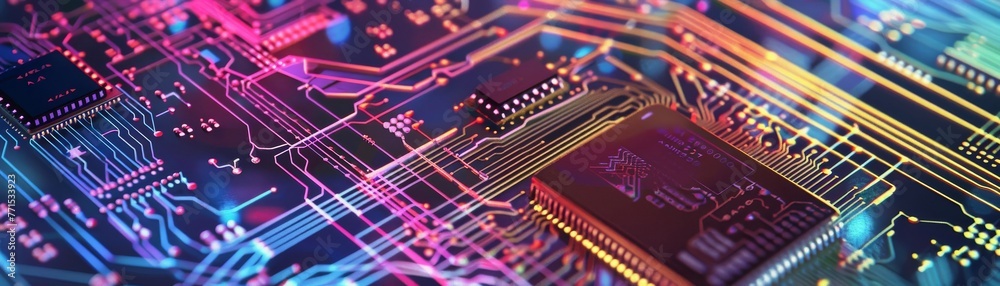 Microscopic view of a semiconductor chip, illustrating the complex ...