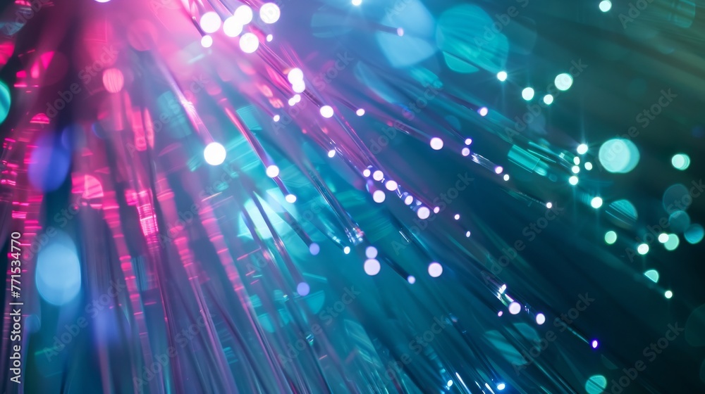 Fiber optics transmission, visualizing light pulses carrying data over ...