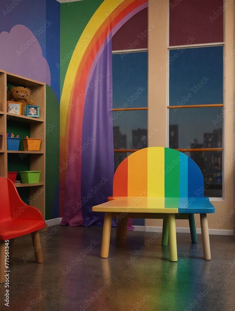 Rainbow theme kindergarten preschool classroom school daycare center ...