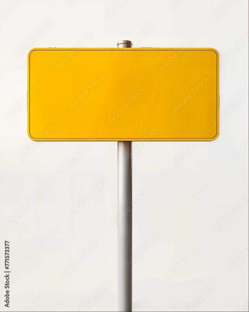 Blank yellow street sign on a white background, no shadows, no text ...
