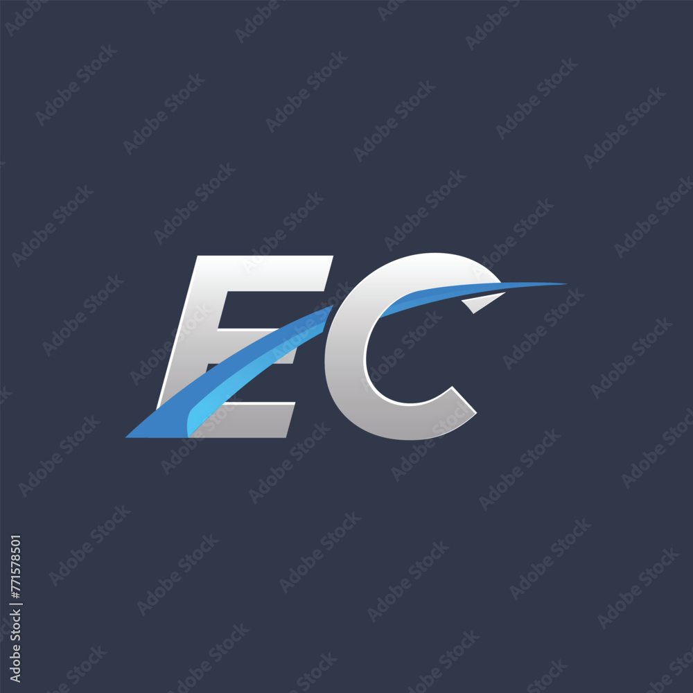 Initial letters EC vector illustrations designs with overlapping swoosh ...