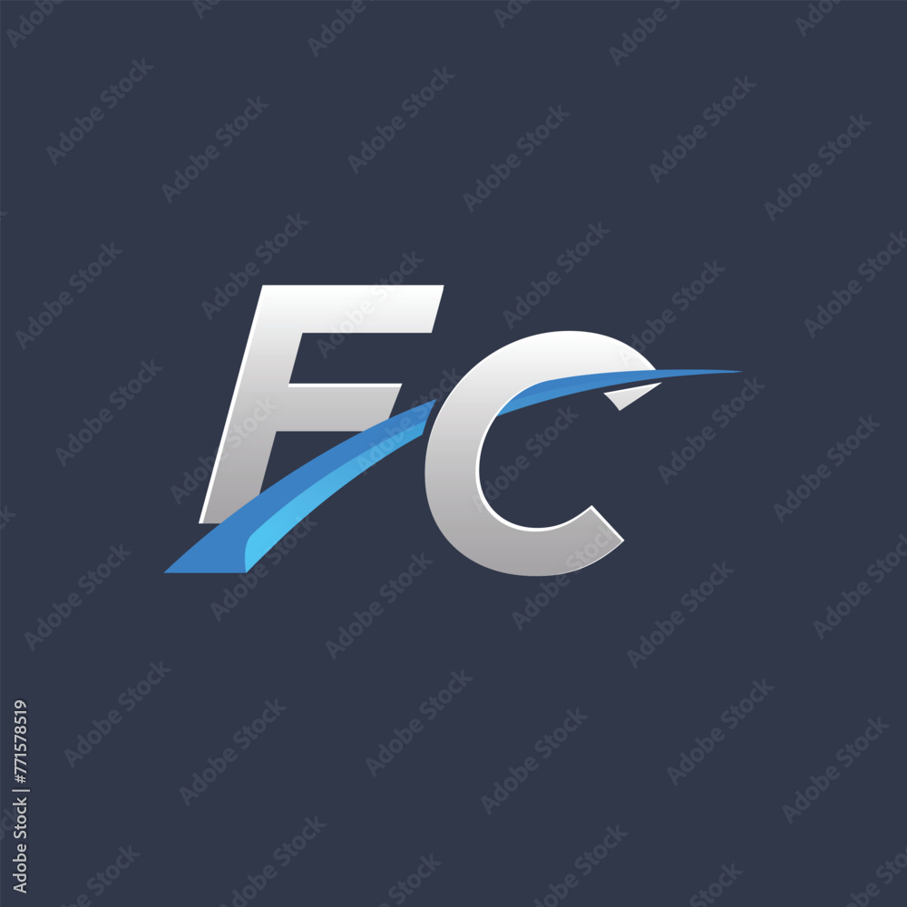 Initial letters FC vector illustrations designs with overlapping swoosh ...