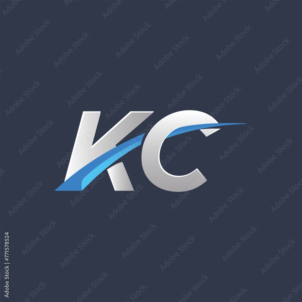 Initial letters KC vector illustrations designs with overlapping swoosh ...