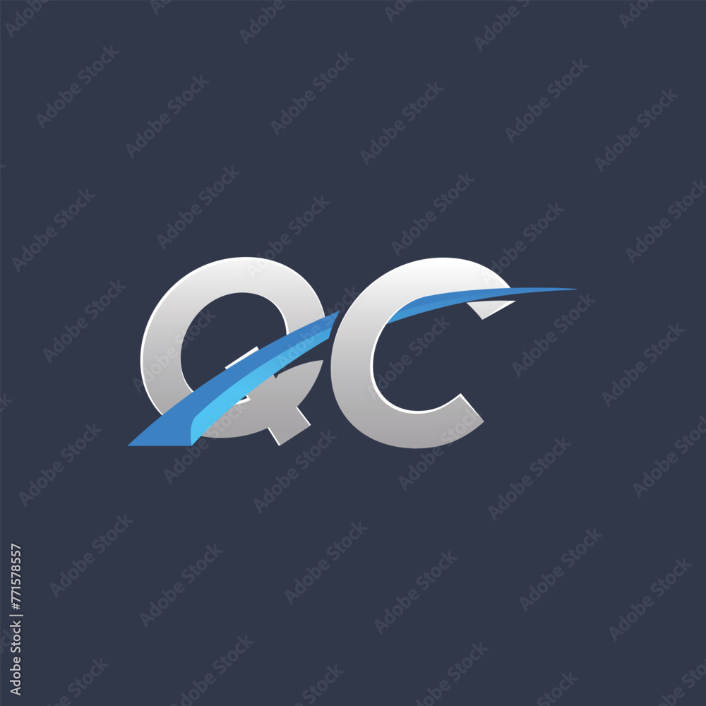 Initial letters QC vector illustrations designs with overlapping swoosh ...