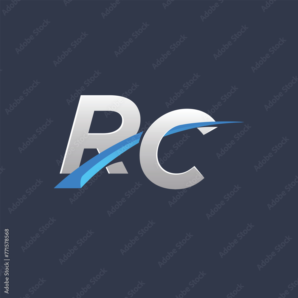 Initial letters RC vector illustrations designs with overlapping swoosh ...