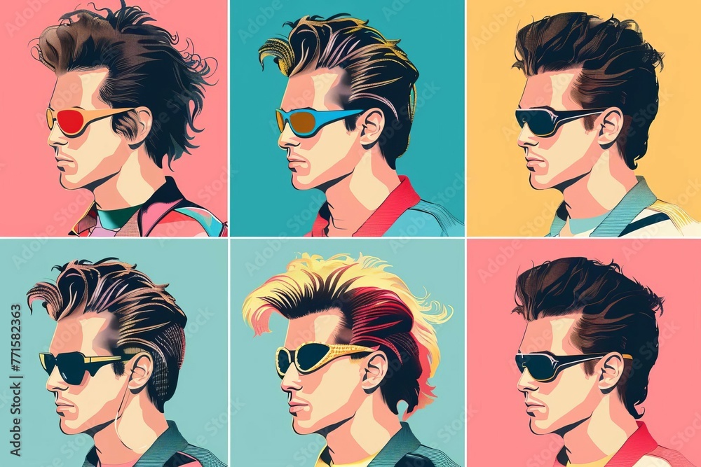 1980s fashion men with mullet hairstyles, retro pop culture, funny ...