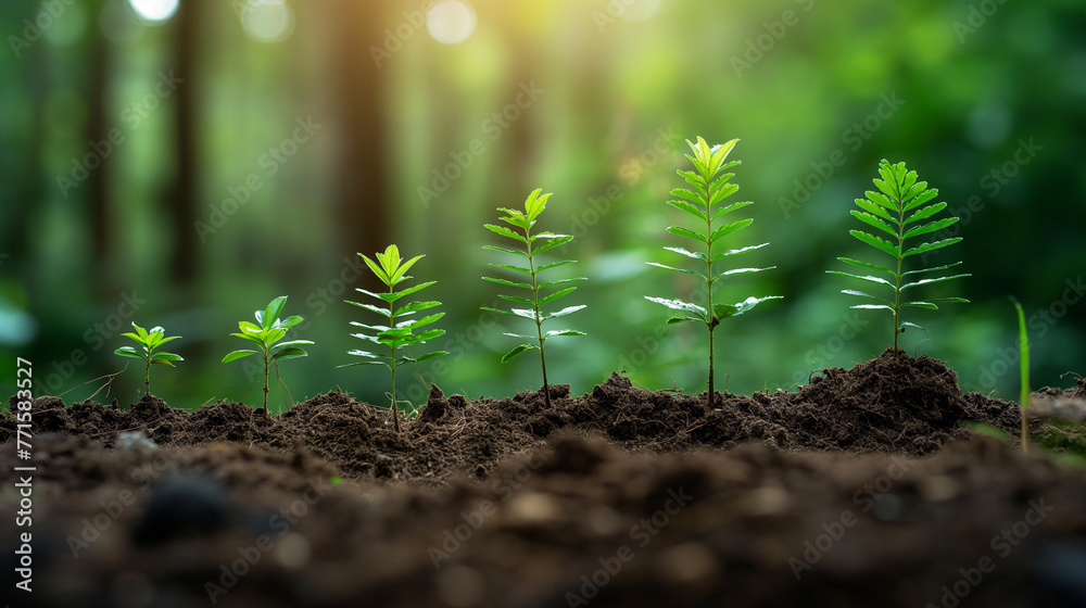 tree arranged as a green graph on soil background , sustainable ...
