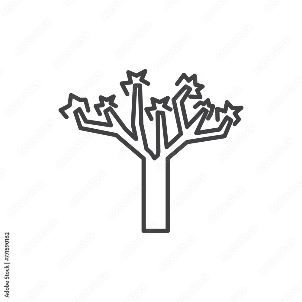 Joshua Tree Plant and Natural Icon Set. Unique Beach Vegetation and ...