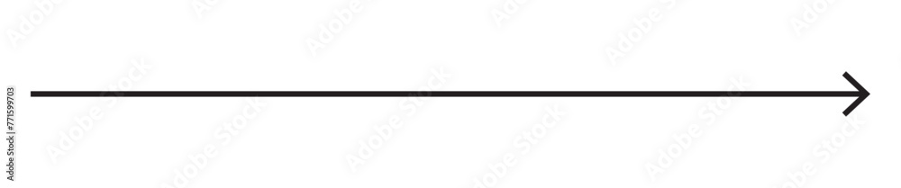 Straight long arrow. Horizontal thin long arrow. Symbol of direction ...