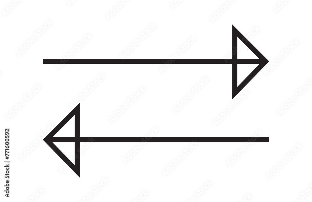 Left Right arrow icon. Two sided thin arrow. Double arrow icon, dual ...
